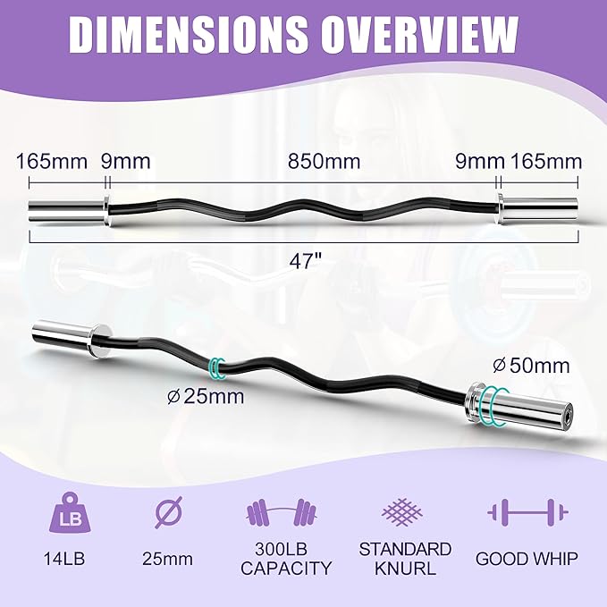 Olympic Barbell Curl Bar EZ Bar 4/5/6/7 FT Barbell Bar 300/400/500/600 ...