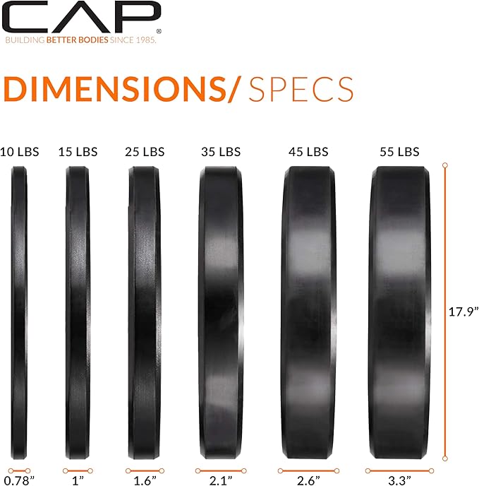 100 lb. CAP Barbell 2-Inch Olympic Bumper Plate Weight Set | 100-370 l ...