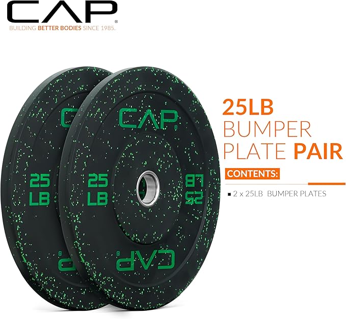 CAP Barbell 25 lb. Rubber Olympic Bumper Plate | Multiple Options/Colo ...