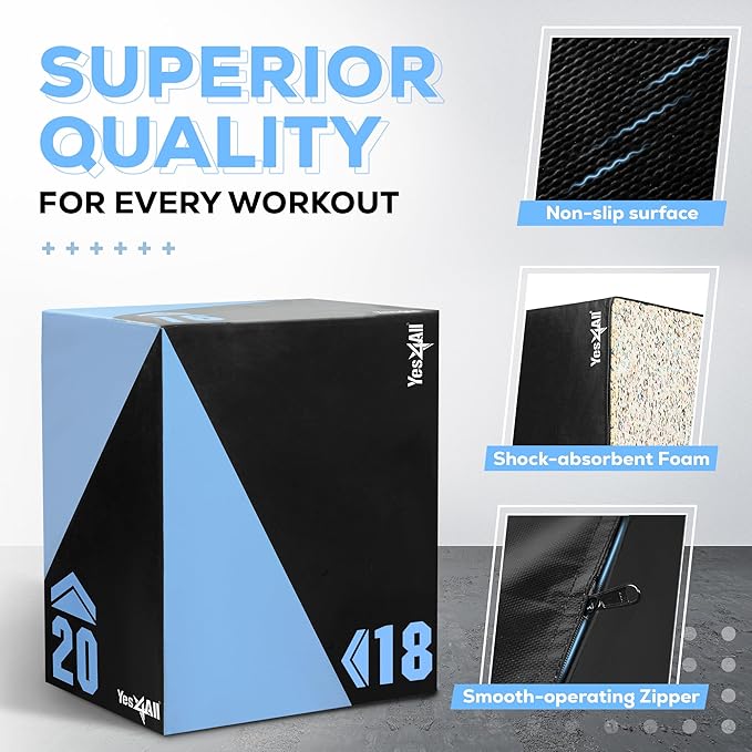Yes4All 3 in 1 Foam Plyometric Jump Box for Training & Conditioning ...