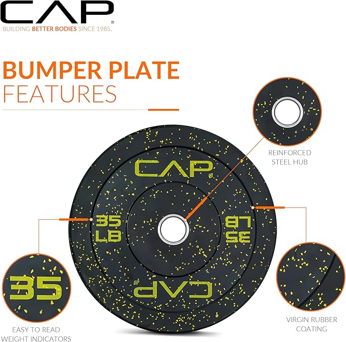 CAP Barbell 35 lb. Rubber Olympic Bumper Plate | Multiple Options/Colo ...